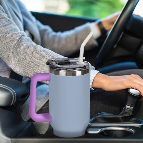 Puffins Bird 40 Oz Car Cup Stainless Steel Travel Mug Leak-Proof Insulated Tumbler with Handle Violet-style