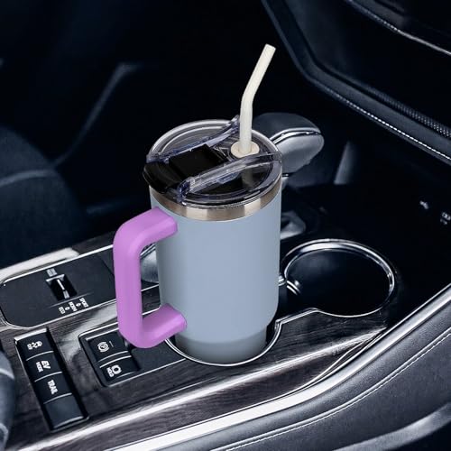 Puffins Bird 40 Oz Car Cup Stainless Steel Travel Mug Leak-Proof Insulated Tumbler with Handle Violet-style