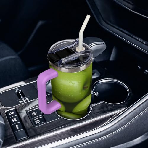 Green Apples Water Drop 40 Oz Car Cup Stainless Steel Travel Mug Leak-Proof Insulated Tumbler with Handle Violet-style