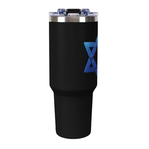 Israel Flag 40 Oz Car Cup Stainless Steel Travel Mug Leak-Proof Insulated Tumbler with Handle Light Rose Red-style