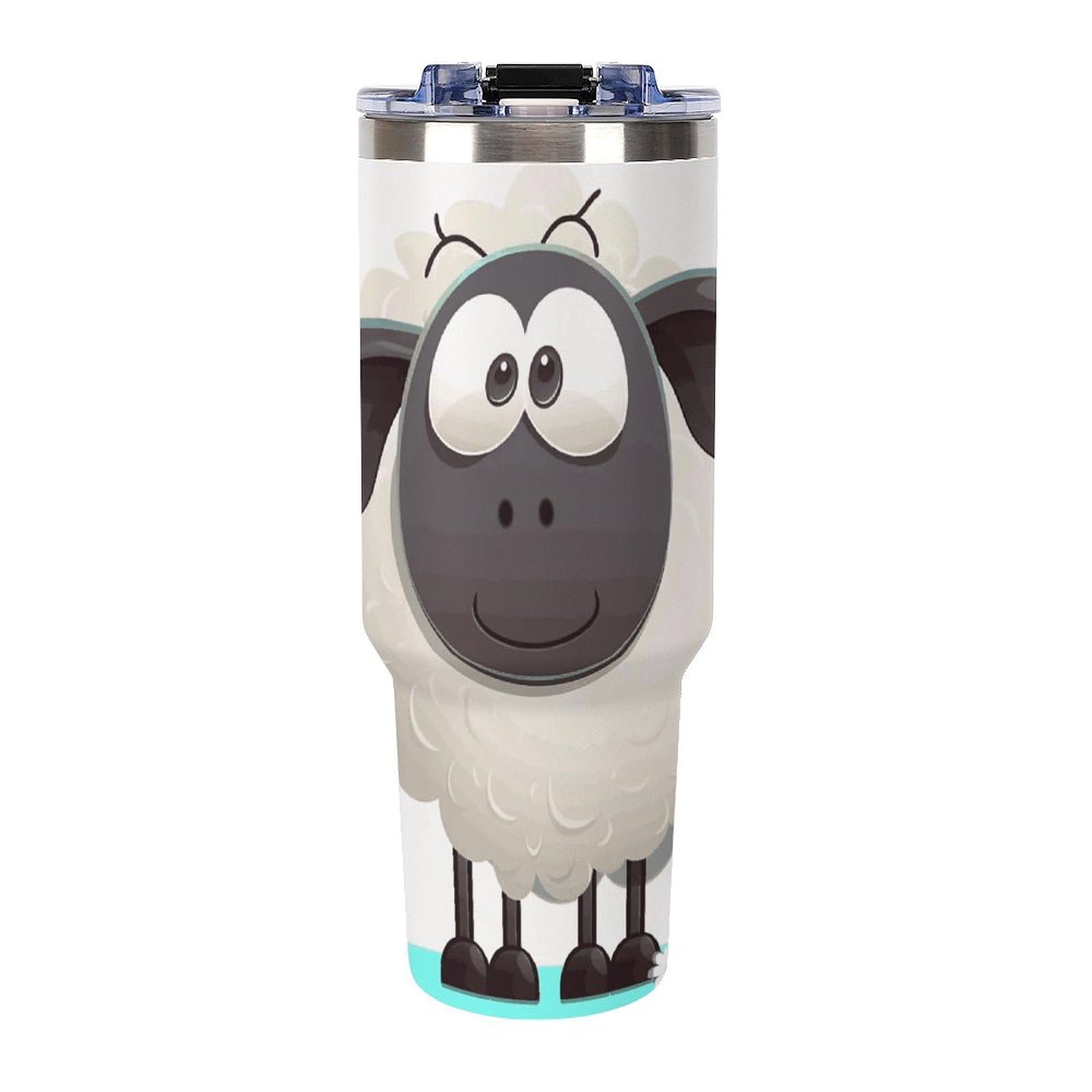 LLUTSNTH 40 Oz Vacuum Tumbler with Light Rose Red Handle Leakproof Insulated Tumbler Sheep Stainless Steel Travel Mug with Lid And Straw Coffee Cup Cute Water Bottles Cup Holder Friendly