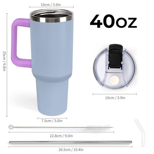 I LOVE My Pit Bull 40 Oz Car Cup Stainless Steel Travel Mug Leak-Proof Insulated Tumbler with Handle Violet-style