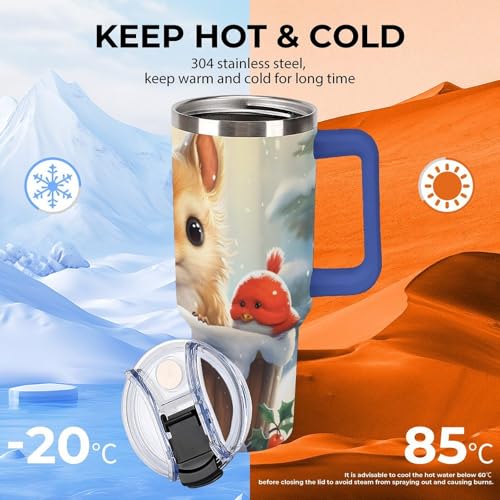 Squirrel 40 Oz Car Cup Stainless Steel Travel Mug Leak-Proof Insulated Tumbler with Handle Deep Blue-style
