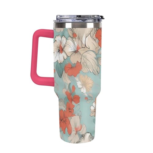 Shih Tzu 40 Oz Car Cup Stainless Steel Travel Mug Leak-Proof Insulated Tumbler with Handle Light Rose Red-style