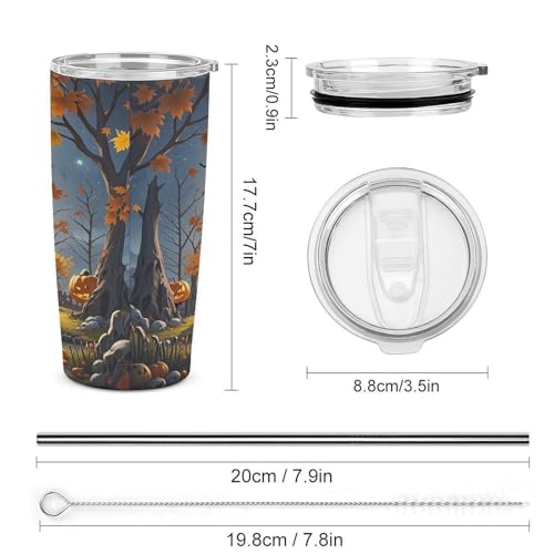 FHENMSA Stainless Steel Insulated Travel Coffee Mug,Moon Castle Print Reusable Car Cup,Thermal Cup for Outdoor with Straw And Lid