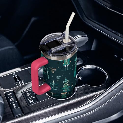 Nutcracker Ballet 40 Oz Car Cup Stainless Steel Travel Mug Leak-Proof Insulated Tumbler with Handle Light Rose Red-style