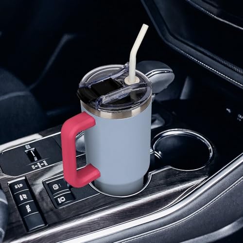 Lacrosse Sticks Crossed 40 Oz Car Cup Stainless Steel Travel Mug Leak-Proof Insulated Tumbler with Handle Light Rose Red-style