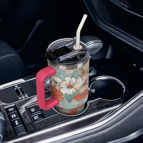 Shih Tzu 40 Oz Car Cup Stainless Steel Travel Mug Leak-Proof Insulated Tumbler with Handle Light Rose Red-style