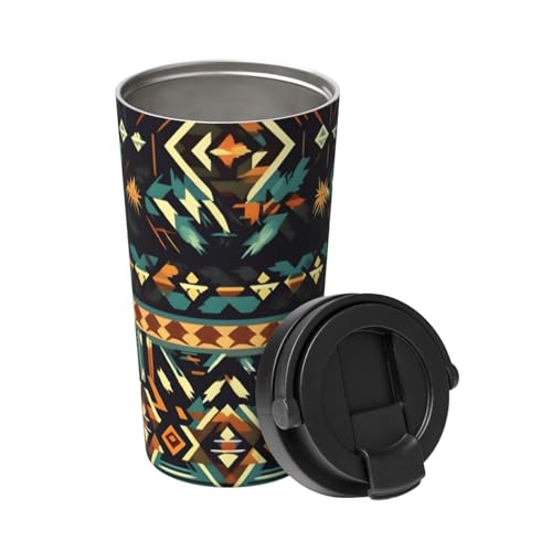 WANGZHAO Native American Patterns Print Double Wall Stainless Steel Vacuum Insulated Tumbler Cup Home Thermal Cup