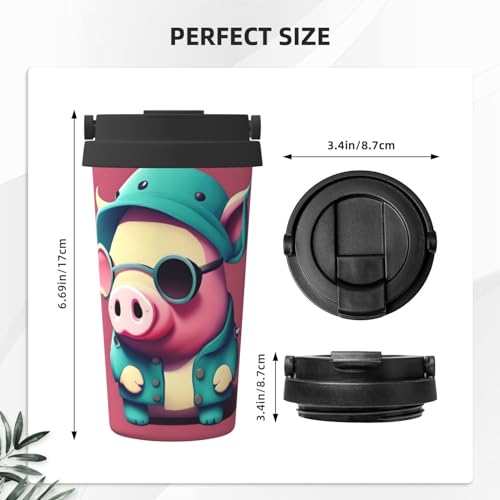 WANGZHAO Cute Pig Print Double Wall Stainless Steel Vacuum Insulated Tumbler Cup Home Thermal Cup