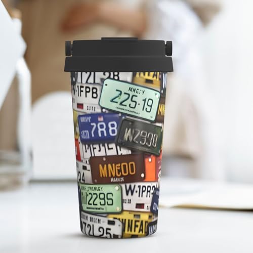 WANGZHAO License Plate Print Double Wall Stainless Steel Vacuum Insulated Tumbler Cup Home Thermal Cup