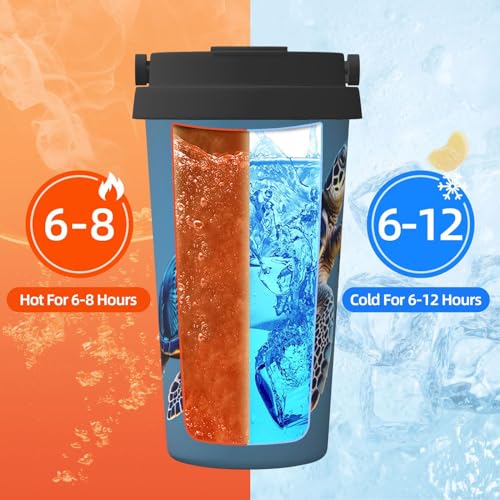 WANGZHAO Blue Sea Turtle pint Print Double Wall Stainless Steel Vacuum Insulated Tumbler Cup Home Thermal Cup