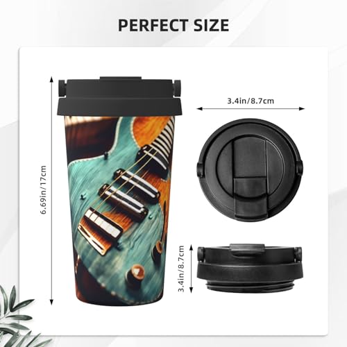 WANGZHAO Musical Guitar patterns Print Double Wall Stainless Steel Vacuum Insulated Tumbler Cup Home Thermal Cup