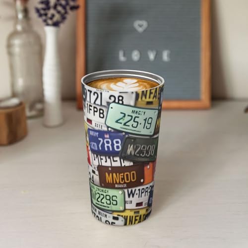 WANGZHAO License Plate Print Double Wall Stainless Steel Vacuum Insulated Tumbler Cup Home Thermal Cup