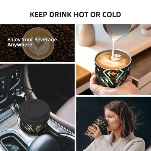 WANGZHAO Native American Patterns Print Double Wall Stainless Steel Vacuum Insulated Tumbler Cup Home Thermal Cup
