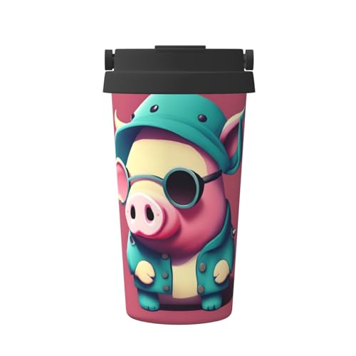 WANGZHAO Cute Pig Print Double Wall Stainless Steel Vacuum Insulated Tumbler Cup Home Thermal Cup