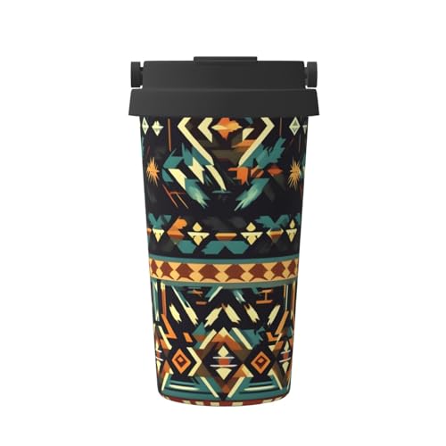 WANGZHAO Native American Patterns Print Double Wall Stainless Steel Vacuum Insulated Tumbler Cup Home Thermal Cup