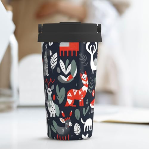 WANGZHAO Scandinavian Animals Print Double Wall Stainless Steel Vacuum Insulated Tumbler Cup Home Thermal Cup