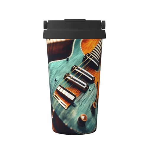 WANGZHAO Musical Guitar patterns Print Double Wall Stainless Steel Vacuum Insulated Tumbler Cup Home Thermal Cup