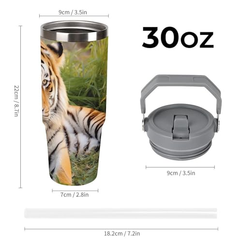 SYJTGDE Large Capacity Car Cup Tiger Laying On The Grass Fashionable Upgrade Car Cup Advanced And Beautiful Travel Cup
