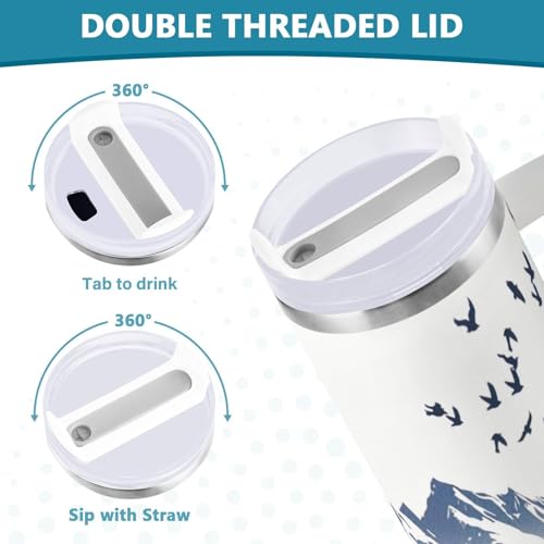Jihqo Graffiti Mountain Tree 40 oz Stainless Steel Vacuum Insulated Tumbler with Handle and Straw Lid, Leakproof Water Bottle Double Wall Travel Mug Coffee Cup, Cupholder Friendly
