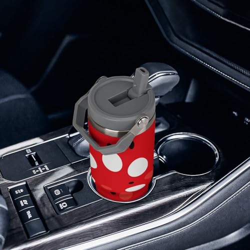 SYJTGDE Large Capacity Car Cup Red White Polka Dot Fashionable Upgrade Car Cup Advanced And Beautiful Travel Cup