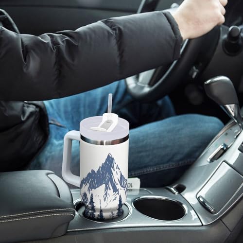 Jihqo Graffiti Mountain Tree 40 oz Stainless Steel Vacuum Insulated Tumbler with Handle and Straw Lid, Leakproof Water Bottle Double Wall Travel Mug Coffee Cup, Cupholder Friendly