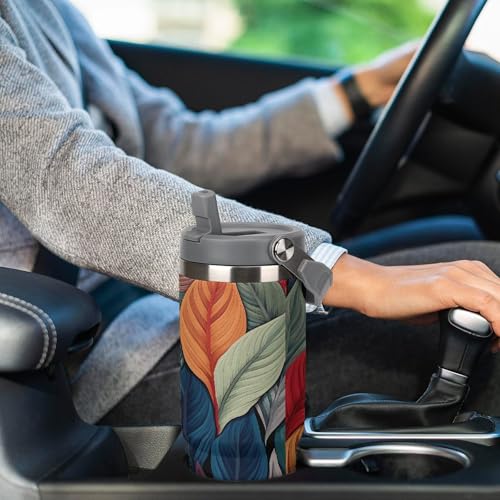 SYJTGDE Large Capacity Car Cup Multicolor Leaves Fashionable Upgrade Car Cup Advanced And Beautiful Travel Cup