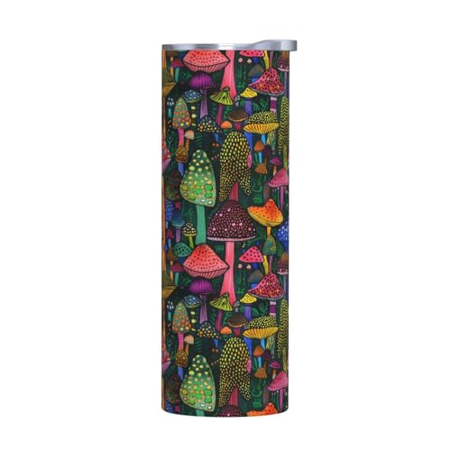 KrylDosxy Colorful Mushrooms 20 oz Stainless Steel Cups with Lid - Insulated Iced Coffee Travel Mug, Reusable Tumbler for Hot and Cold Drinks