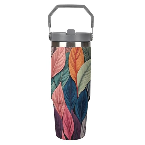 SYJTGDE Large Capacity Car Cup Multicolor Leaves Fashionable Upgrade Car Cup Advanced And Beautiful Travel Cup