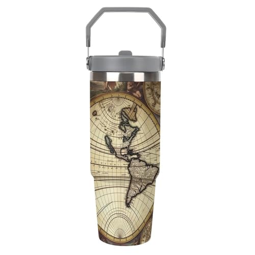 SYJTGDE Large Capacity Car Cup Ancient Map World Globe Fashionable Upgrade Car Cup Advanced And Beautiful Travel Cup