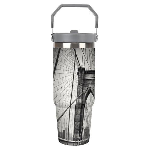 SYJTGDE Large Capacity Car Cup Brooklyn Bridge Fashionable Upgrade Car Cup Advanced And Beautiful Travel Cup