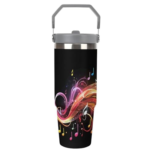 SYJTGDE Large Capacity Car Cup Rainbow Musical Note Melody Fashionable Upgrade Car Cup Advanced And Beautiful Travel Cup