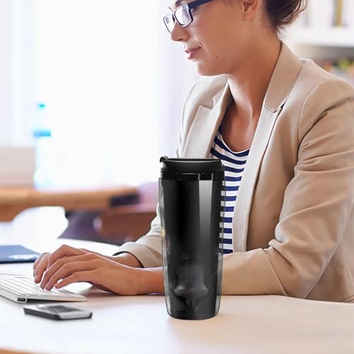 Black Cat Yellow Eyes Travel Coffee Mug Reusable Coffee Cup Tumbler with Lid for Outdoor 350ml