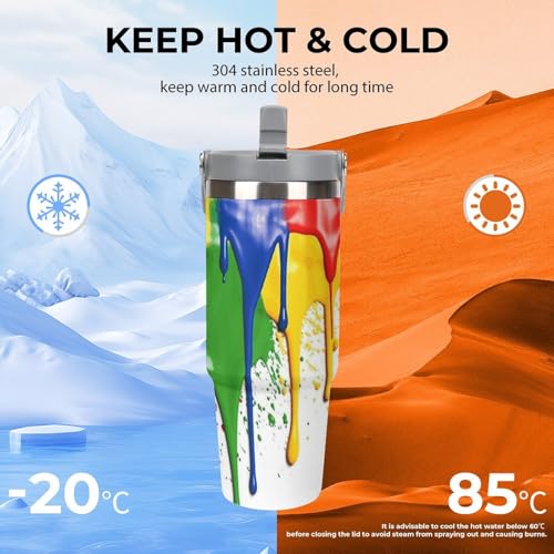SYJTGDE Large Capacity Car Cup Paint Splatter Backdrop Fashionable Upgrade Car Cup Advanced And Beautiful Travel Cup