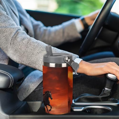 SYJTGDE Large Capacity Car Cup Horses Red Glowing Clouds Fashionable Upgrade Car Cup Advanced And Beautiful Travel Cup