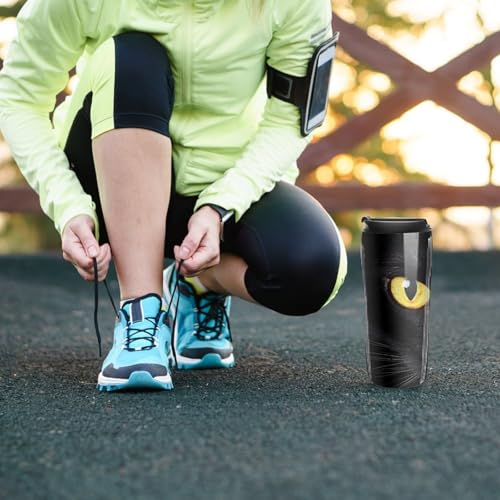 Black Cat Yellow Eyes Travel Coffee Mug Reusable Coffee Cup Tumbler with Lid for Outdoor 350ml