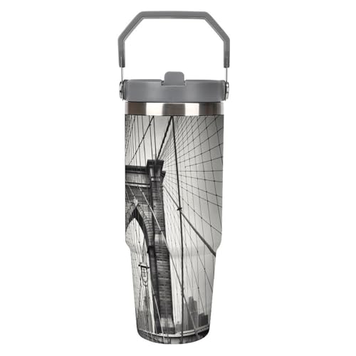 SYJTGDE Large Capacity Car Cup Brooklyn Bridge Fashionable Upgrade Car Cup Advanced And Beautiful Travel Cup