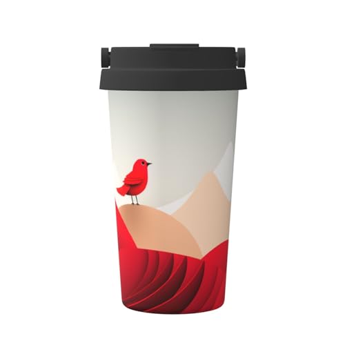 WANGZHAO Red Bird Design Print Double Wall Stainless Steel Vacuum Insulated Tumbler Cup Home Thermal Cup