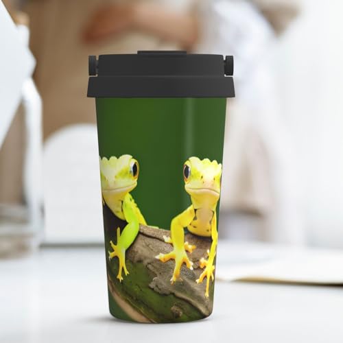 WANGZHAO Two Geckos Print Double Wall Stainless Steel Vacuum Insulated Tumbler Cup Home Thermal Cup