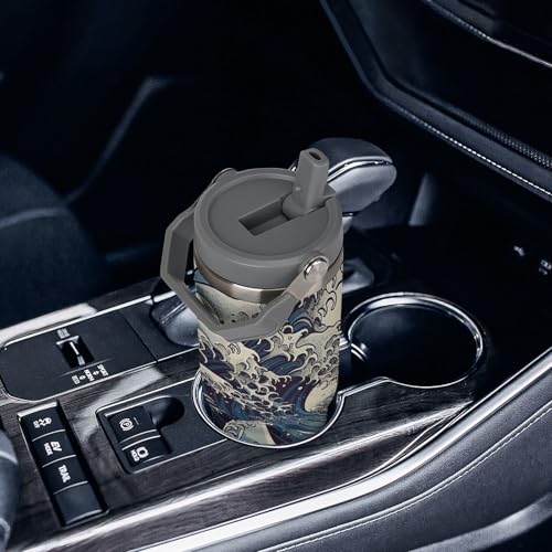 SYJTGDE Large Capacity Car Cup Blue Wave Style Fashionable Upgrade Car Cup Advanced And Beautiful Travel Cup