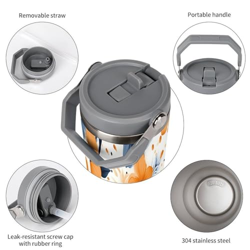SYJTGDE Large Capacity Car Cup Blue And Orange Flowers Fashionable Upgrade Car Cup Advanced And Beautiful Travel Cup