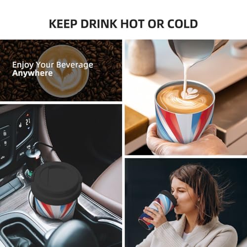 WANGZHAO Red Blue White Gray Stripes Print Double Wall Stainless Steel Vacuum Insulated Tumbler Cup Home Thermal Cup