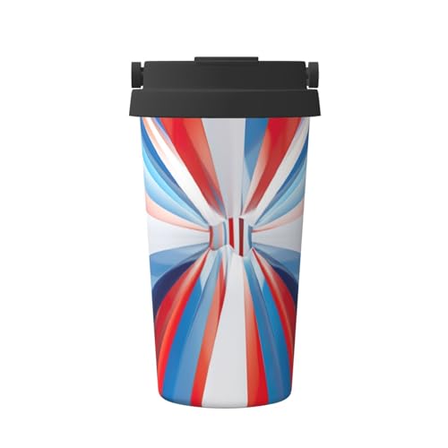WANGZHAO Red Blue White Gray Stripes Print Double Wall Stainless Steel Vacuum Insulated Tumbler Cup Home Thermal Cup