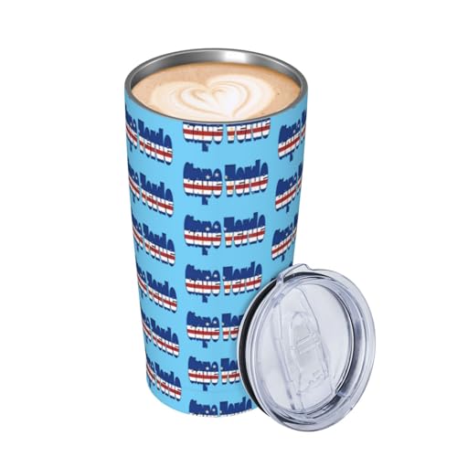 VKKOEWL Cape Verde Cape Verdean Flag Stainless Steel Insulated Tumbler 20 Oz Travel Water Bottle Coffee Mug Drink Cup With Lid Straw