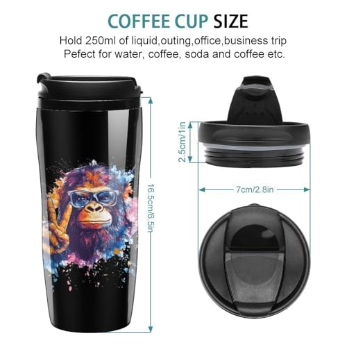 Peace Sign Bigfoot Sasquatch Travel Coffee Mug Reusable Coffee Cup Tumbler with Lid for Outdoor 350ml