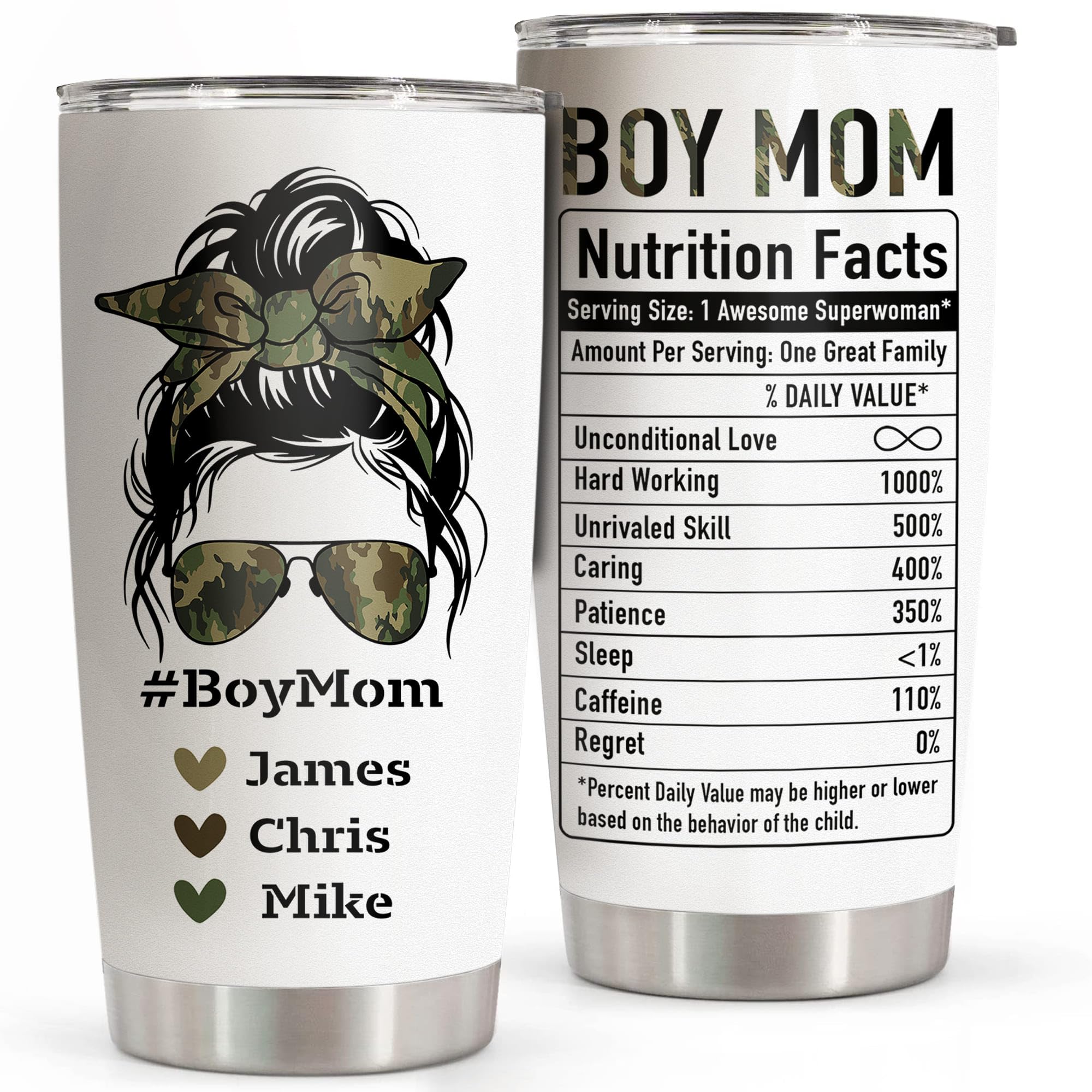 Halenzida17 Personalized Boy Mama Tumbler, Customized Mom Of Boys Vacuum Insulated Stainless Steel Travel Tumbler, Camo Mother Cups 20oz, Boy Mom Gifts for Mothers Day