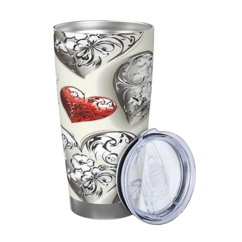 AYCZN Heart 20 OZ Tumbler Stainless Steel Travel Coffee Mug, Romantic Insulated Water Bottle with Lid and 2 StrawsLeakproof Thermal Cup