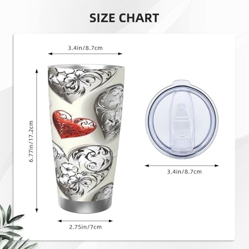 AYCZN Heart 20 OZ Tumbler Stainless Steel Travel Coffee Mug, Romantic Insulated Water Bottle with Lid and 2 StrawsLeakproof Thermal Cup