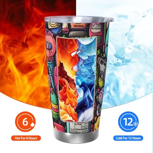 AYCZN Education Learning 20 OZ Tumbler Stainless Steel Travel Coffee Mug, Cartoon Science Insulated Water Bottle with Lid and 2 StrawsLeakproof Thermal Cup